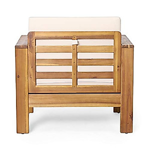 Christopher Knight Home Louver Club Chairs, Teak + Cream
