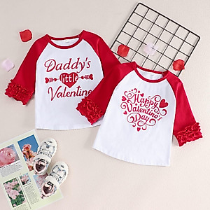 Valentines Tees Baby Boys T-Shirt Mommy's Little Valentine Print 3/4 Long Sleeve Valentines Toddler Tops Grey