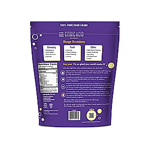 Lemi Shine 100% Citric Acid 5 Pound Bag l Pure Food-Grade Flavor Enhancer & All-Natural Preservative | Fragrance Free Citric Acid for Bath Bombs, Cooking, Canning, & Homemade Cleaning Supplies
