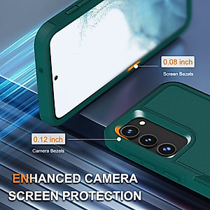 for Samsung Galaxy A54 5G Case with 1 Pcs Tempered Glass Screen Protector and 1 Pcs Camera Lens Cover,Heavy Duty Rugged Shockproof Full Body Protective Phone Cover,Dark Green