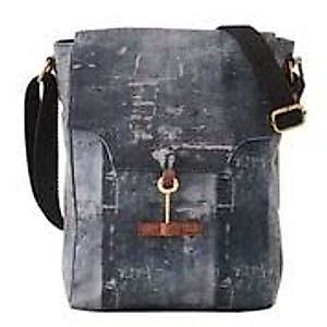Mona B. Recycled, Upcycled Vintage Canvas Collection with Vegan Leather Trim Keyed-Crossbody