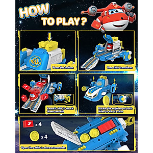Super Wings Mini World Aircraft Playset, Includes 2" Transform-a-Bot Jett and Gold Coins & Parcels, Preschool Educational Learning Toys for Age 3+, Birthday Gifts for Kids