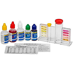 XtremepowerUS 5-Way Swimming Pool Test Kit pH, Chlorine, Bromine, Alkalinity Chemistry Testing with Case