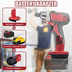 Laimiao Battery Adapter for Milwaukee 12V, for DeWalt 20V & for Milwaukee M18 18V Li-on Battery Convert to for Milwaukee M12 12V Battery, for Milwaukee M12 12V Power Tool