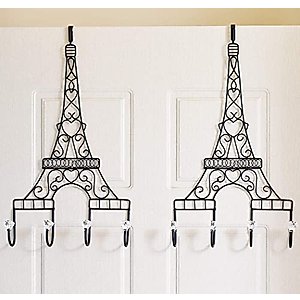 GUSUWOD Set of 2 Long Over The Door Hooks - Paris Themed Eiffel Tower Towel Coat Rack(20.5" x 10.75")…