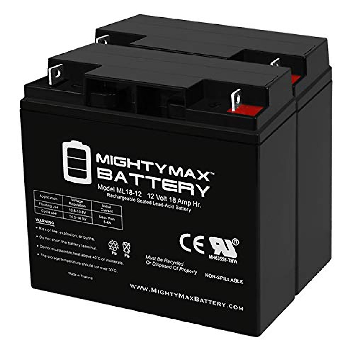 Mighty Max Battery 12V 18AH SLA Battery Replaces Pride Mobility BATLIQ1000-2 Pack