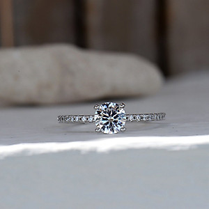 LEMON GRASS 1 Ct Halo Solitaire Cubic Zirconia Promise Engagement Ring 925 Sterling Silver Ring Size 6.5