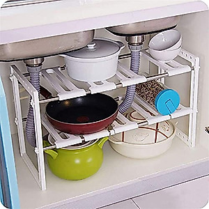 Comoo Under Sink Organizers And Storage,2-Layer Expandable Under Sink Organizer With Adjustable Lenth And Shelves，Multifunctional Under Sink Storage For Kitchen,(15.35-26 x 10.24 x 14.96)'