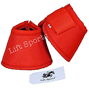 Lift Sports Horse Bell Boots 8 Colors Over Reach No Turn Bell Boots Wrap Tack Protection Equine (Medium, Orange)