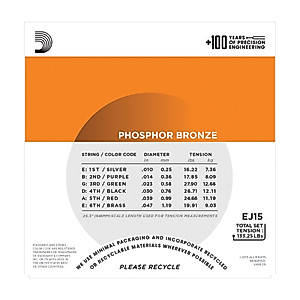 D'Addario Phosphor Bronze Acoustic Guitar Strings - Extra Light | EJ15