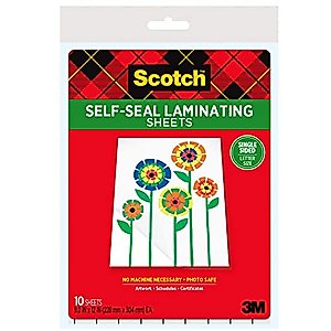 Scotch LS854SS10 Self-Sealing Laminating Sheets, 6.0 mil, 8 1/2 x 11 (Pack of 10)
