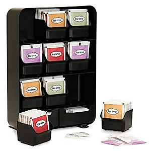 Mind Reader 9 Removable Drawers Tea Bag holder and Condiment Organizer, Black