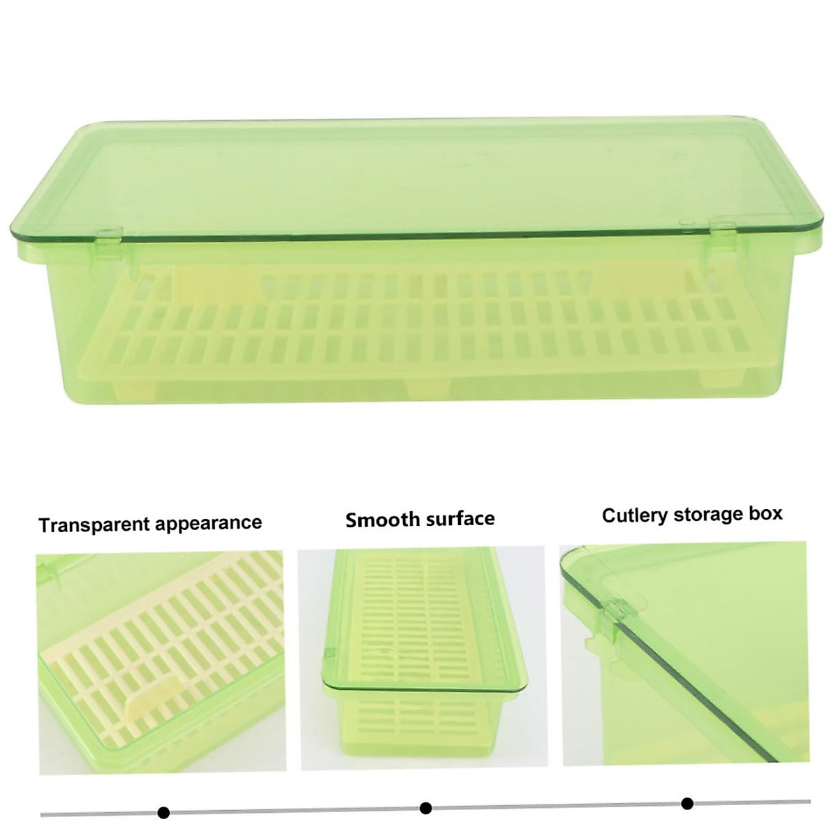 DOITOOL Flatware Tray with Lid and Drainer, Tableware Utensil and Cutlery Drawer Organizer with Lid Covered Silverware Tray to Keeps Your Cutlery Organized and Protected ( Brown )