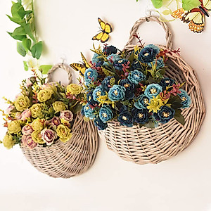 Elsjoy Hanging Wicker Basket for Plant, Decorative Wall Hanging Rattan Basket, Wicker Woven Basket Hanging Flower Basket for Front Door, Home, Garden (𝐏𝐥𝐚𝐧𝐭 𝐍𝐨𝐭 𝐈𝐧𝐜𝐥𝐮𝐝𝐞𝐝)