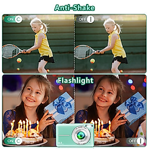 Digital Camera, FHD 1080P Point and Shoot Digital Camera for Kids with 16X Zoom, Anti-Shake, 44MP Vlogging Cameras with 32GB Card, Compact Small Digital Camera for Teens, Girls, Boys Students