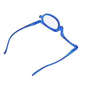 Brrnoo Eye Makeup Glasses, Make Up Makeup Glasses with Foldable, Magnify Eye Makeup Glasses Single Lens Rotating Glasses Women's Makeup Essential Tool(250 + blue)
