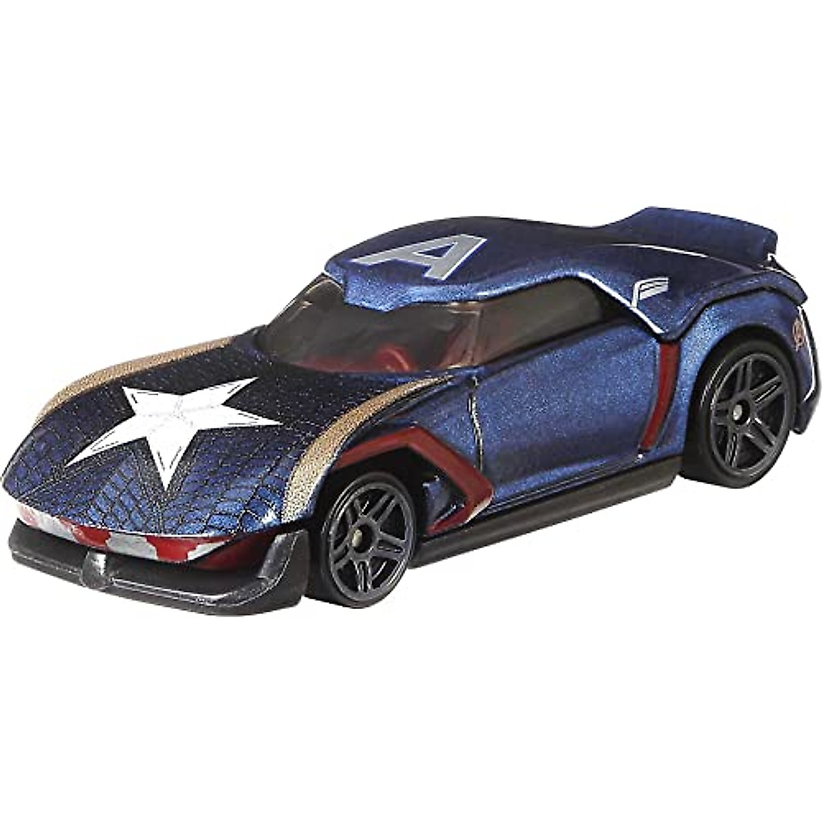 Hot Wheels Marvel Toy Character Car 5-Pack in 1:64 Scale: Captain America, Black Panther, Black Widow, Iron Man & Thanos