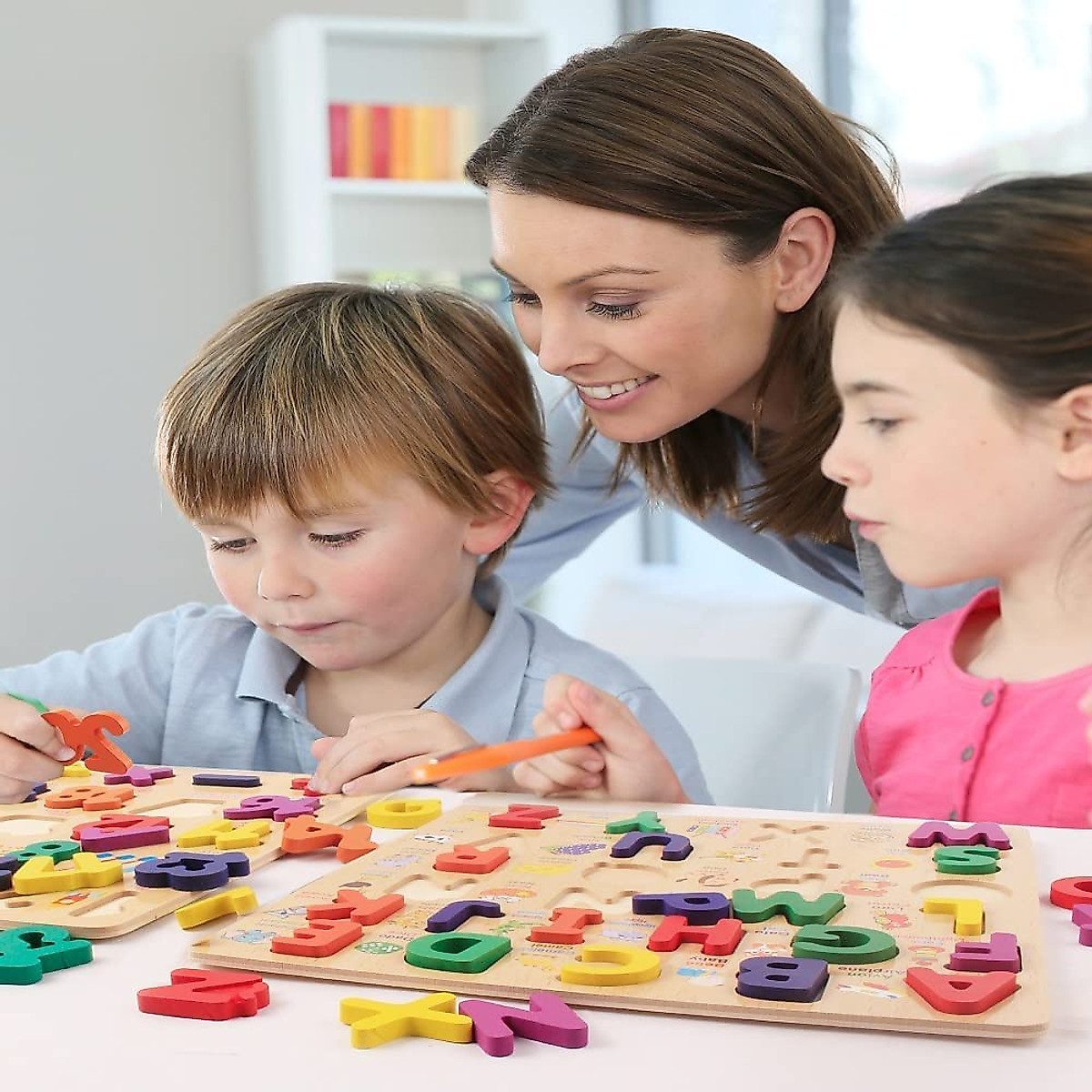 Wooden Puzzles for Toddlers 2 in 1 Wooden Peg Puzzle Set Wooden Alphabet ABC Number Puzzles Board Toddler Preschool Learning Toys for Kids Ages 1-3 Boys Toys Gifts