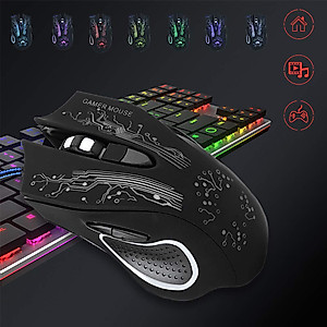 Zyyini Gaming Mouse, X11 USB Wired Mouse with LED Luminous, 6 Key Home Office Gaming Universal Mouse, for PC Computer Laptop - Plug & Play (Black)