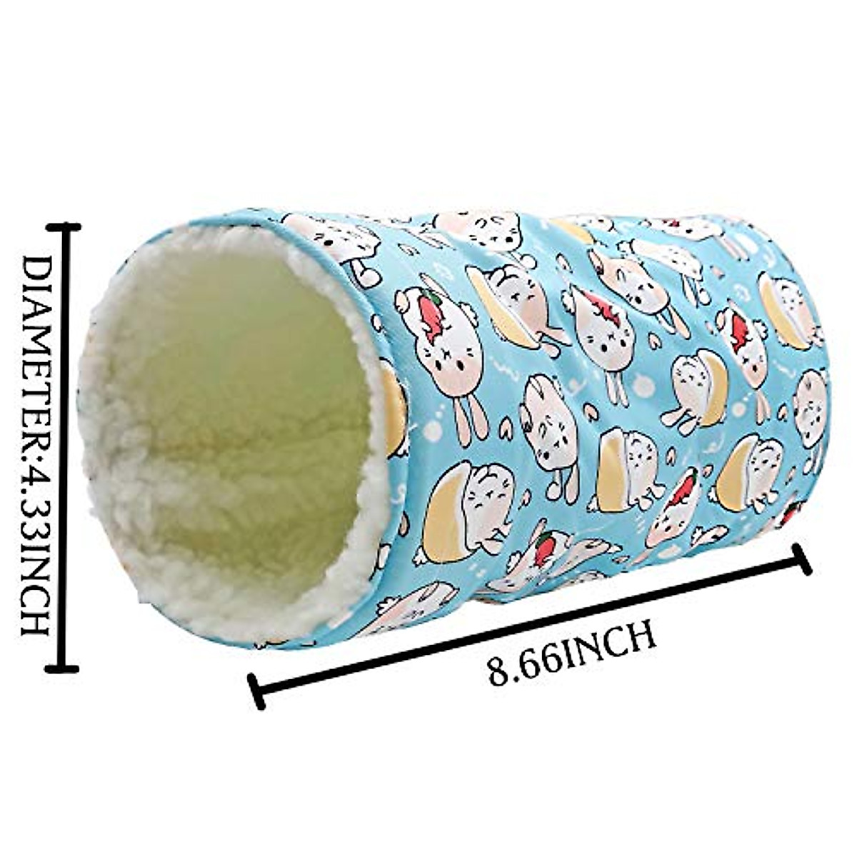 Handmade Fleece Small Animal Tunnel Collapsible Pet Play Toy Tunnel Tube for Dwarf Rabbit Hamster Guinea Pig Toys Chinchilla Sugar Glider Hedgehog Hideout Cave (Blue)