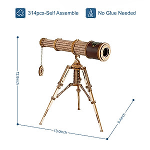 Rowood Telescope 3D Puzzles for Adults, DIY Wooden Model Building Kit, Christmas Birthday Gift for Kids Teens