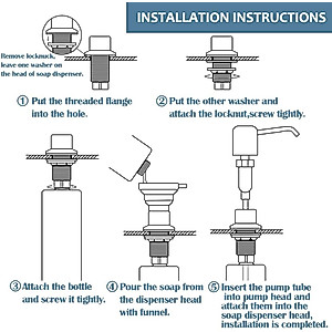 Soap Dispenser for Kitchen Sink (Brushed Nickel),Built in Design Sink Soap Dispenser, Refill from The Top, Stainless Steel Kitchen Soap Pump with 10 fl.oz Bottle (300ml)