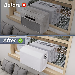 Flamorrow U-Shaped Window Air Conditioner Indoor Cover with Storage Bag, Indoor Full Cover for U-Shaped Window AC Unit, Windproof Design Protective Indoor Cover for Indoor AC Unit, Block Draft & Dust