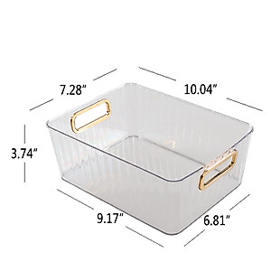 Innouse 4 Packs Clear Pantry Freezer Organizer Bins, Small Plastic Cosmetics Storage Container Bin