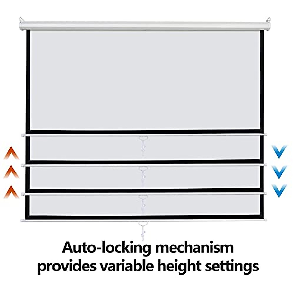 ZENY Portable Projector Screen Manual Pull Down 120 Inch 1:1 Hanging Projection Screen 4K Indoor Outdoor Movies Screen for Home Theater Office Video Game