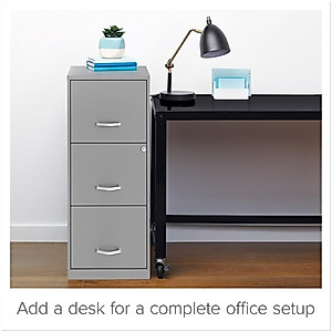 Scranton & Co 3 Drawer Metal Vertical File Cabinet with Lock Arctic Silver