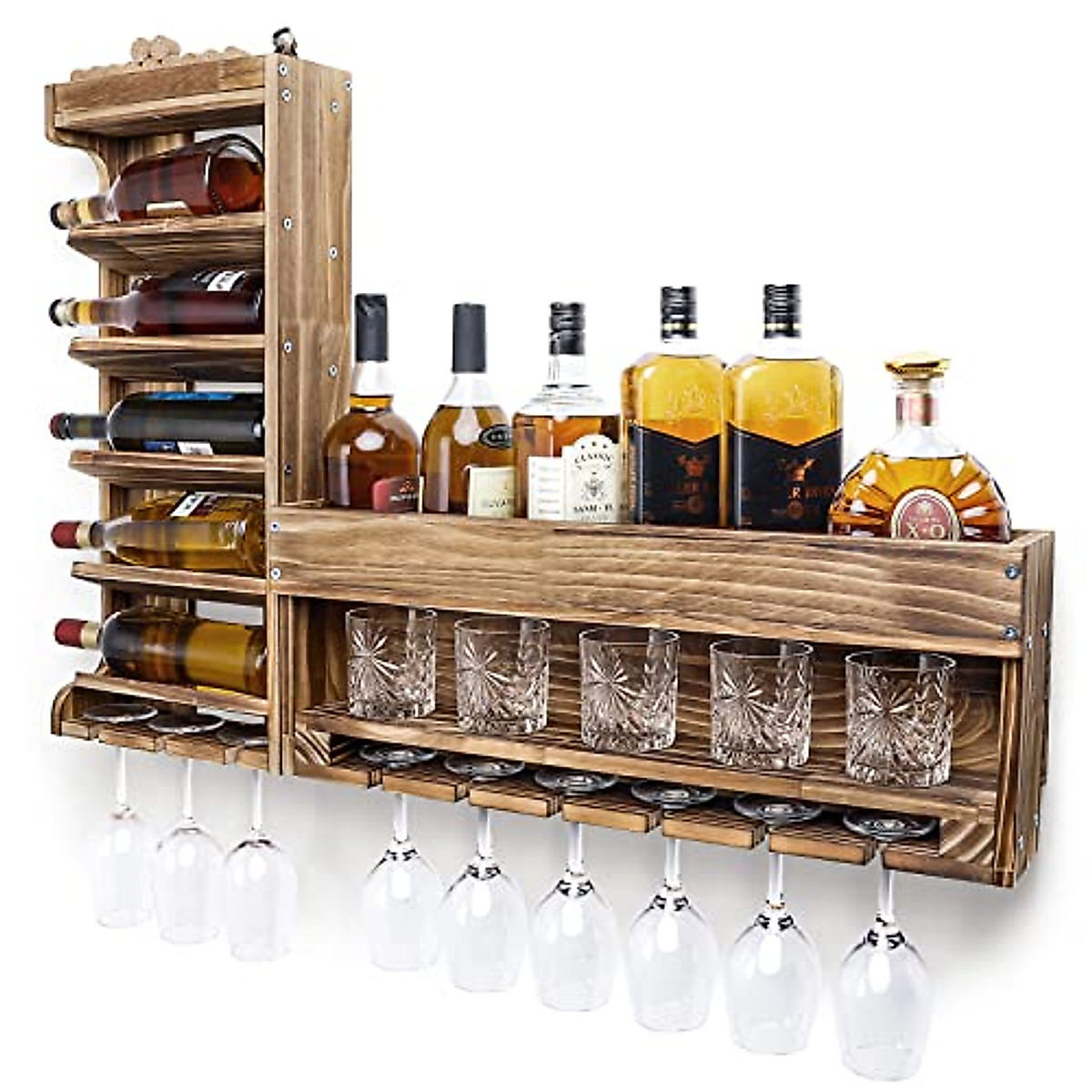 Homde Wine Rack Wall Mounted Wood + Airplane Wine Wall Bar