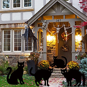 FEQO 9 Piece Outdoor Yard Decorations - Black Cat Halloween Silhouette Garden Stakes