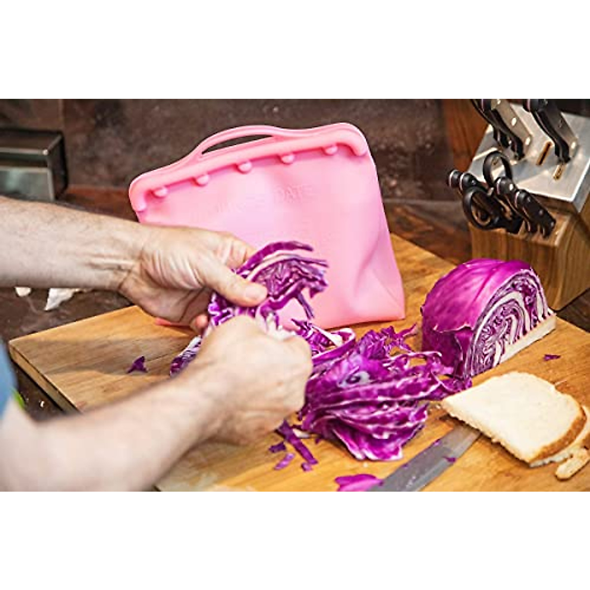 Reusable Silicone Gallon Food-Storage Bags (3.78 L)– Cooks a Whole Chicken - Upgraded and Patented Easy Open and Close System - Storage Dates and Measurements.… (2 Blue Gallon Bags Bundle)