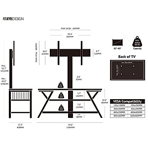 FITUEYES Wood TV Stand with Mount for 32-65 Inch TVS Entertainment Center with Mount for LCD/LED Flat Curved Screens - Height Adjustable, Cable Management, Open Storage, Walnut, VESA 600x400mm