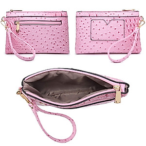MKP Women Fashion Satchel Handbag Purse with Matching Wristlet Wallet Set 2pcs (Pink)