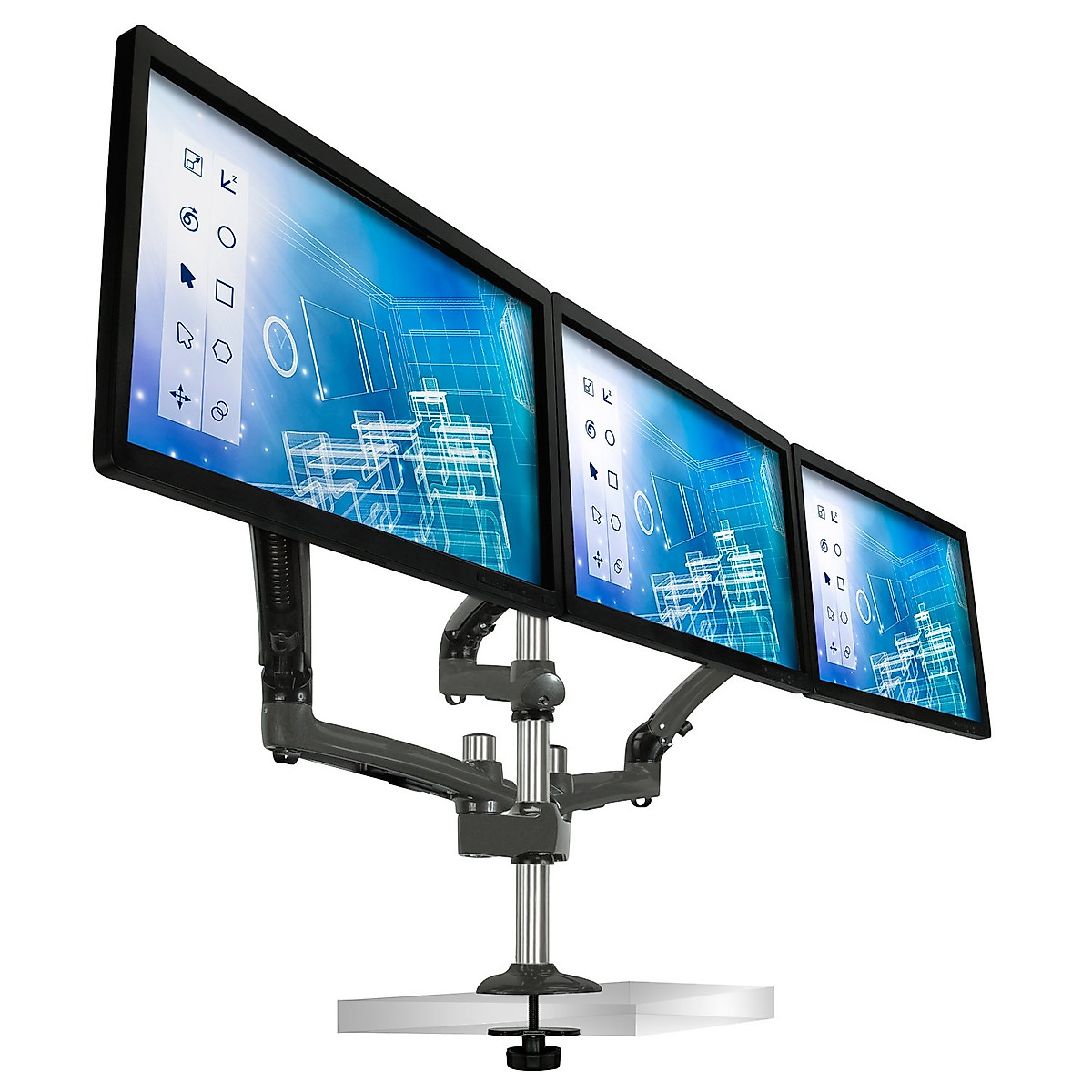 Mount-It! MI-4PC313G Triple Desk Monitor Mount, Gray