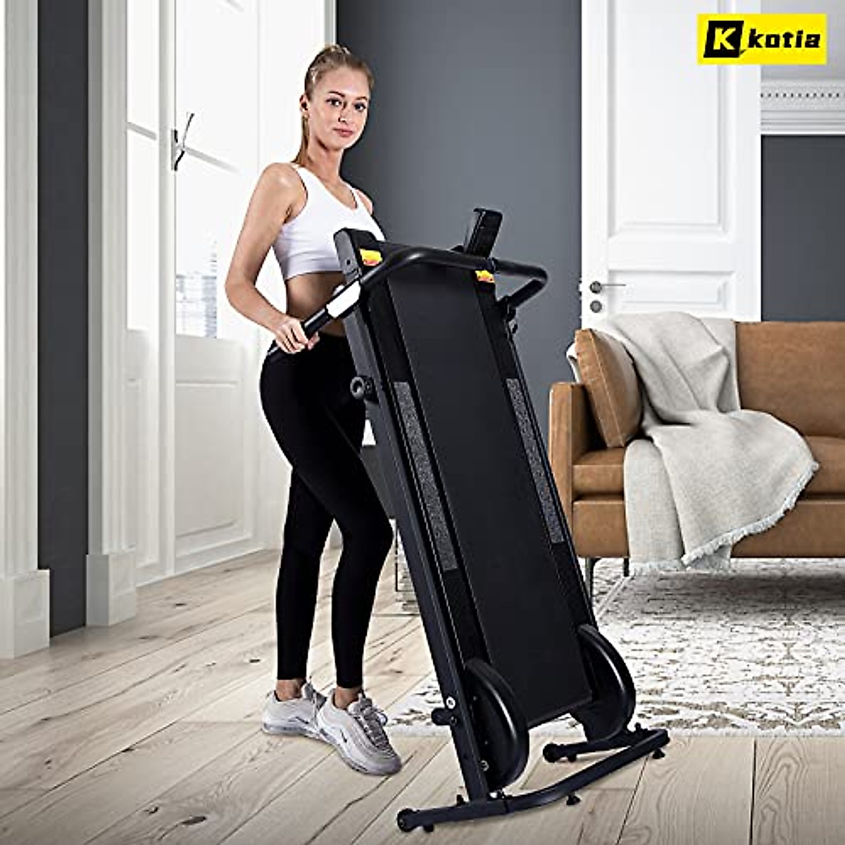 kotia Manual Treadmill Non Electric Treadmill with 10° Incline Small Foldable Treadmill for Apartment Home Walking Running (Mode GHN213)