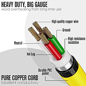 Houseables 30 Amp Generator Cord 4 Prong, Extension Generator Cable, 10 FT, 125-250v, 7500 Watt Max Rating, UL CUL, NEMA L-14-30P, Rubber, 10 Gauge, Heavy Duty, L14-30, Transfer, Twist Lock Power Cord
