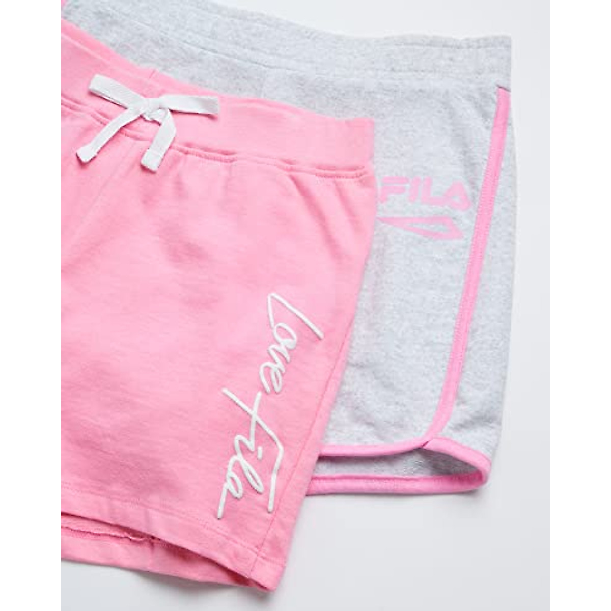 Fila Girls' Active Shorts - 2 Pack French Terry Sweat Shorts - Gym Running Performance Athletic Shorts (7-16), Size 7-8, Light Pink/Light Grey