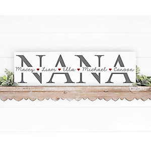 Mother's Day Gift Nana Christmas | Christmas Gift for Grandma | Personalized with YOUR NAMES | CHOOSE COLORS | 20" x 6" Wood Sign