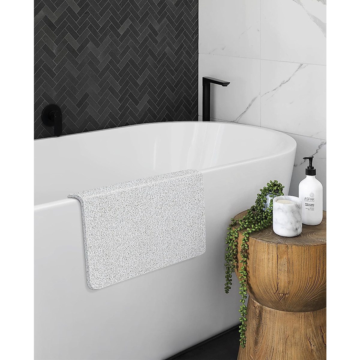 OTHWAY Shower Mat Non Slip without Suction Cups, Quick Drying Bathtub Mat Non Slip for Shower Bathroom, PVC Loofah Shower Mat for Wet Areas (White, 16" x 24")