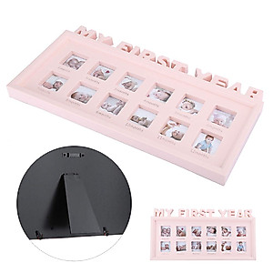 Collage Photo Frame for Baby First Year Keepsake,Baby's Firsts Keepsake Picture Display Photos Frame,Gift for Mom to Be or Expecting Parents for Baby Newborn 1st Birthday Gift Memory