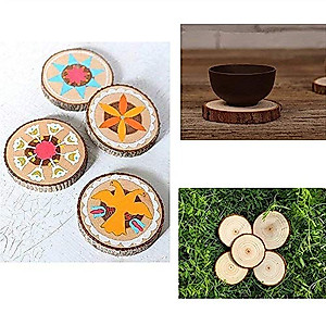 Unfinished Natural Wood Slices 12 Pcs 3.5-4 inch Craft Wood kit Circles Crafts Christmas Ornaments DIY Crafts with Bark for Crafts Rustic Wedding Decoration by William Craft (3.5-4inch)