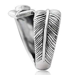 Silvershake Natural Garnet 925 Sterling Silver Bypass Feather Ring Size 8