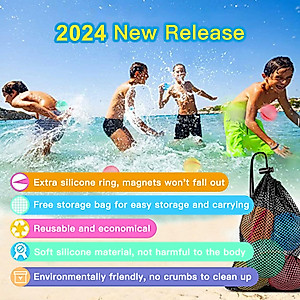 8PCS Reusable Water Balloons Self-Sealing Easy Quick Fill, Soft Silicone Water Bombs Splash Balls for Kids Adults, Perfect for Outdoor Water Fight Games and Swimming Pool Party - with mesh bag