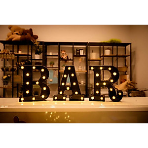 Foaky Black LED Marquee Number Lights Sign Light Up Marquee Number Lights Sign for Night Light Wedding Birthday Party Battery Powered Christmas Lamp Home Bar Decoration