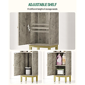 Hzuaneri Bathroom Storage Cabinet, Small Corner Floor Cabinet with Door and Shelves, Narrow Toilet Paper Cabinet, Bathroom Organizer with Adjustable Shelf, for Small Spaces, Greige BC38205G