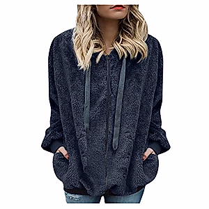 TozuoyouZ Clearance Women Hoodie Sweatshirt Long Sleeve Warm Winter Coat Jacket Pullover Outwear with Pockets (Dark Gray,4XL)