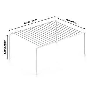 Ravinte 2 Pack Freezer Shelf Organizer, Cabinet Storage Shelf with Rustproof Metal Wire, Kitchen Cabinet Organizer Spice Rack for Frige, Pantry, Cupboard, Countertop - White