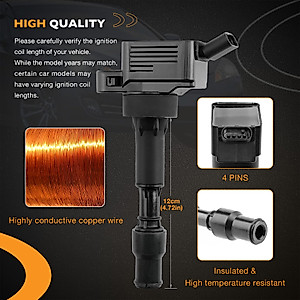 Ignition Coil Pack Set of 4Pcs Compatible with Hyundai Elantra Sonata Kona Kia Forte Optima 2.0L & More Replaces# 27300-2E601, UF816